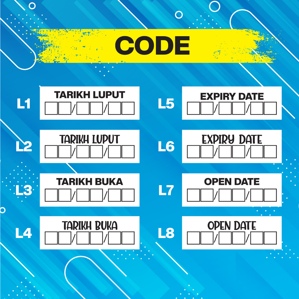STICKER TARIKH LUPUT, EXPIRED DATE, TARIK BUKA, OPEN DATE | Shopee Malaysia