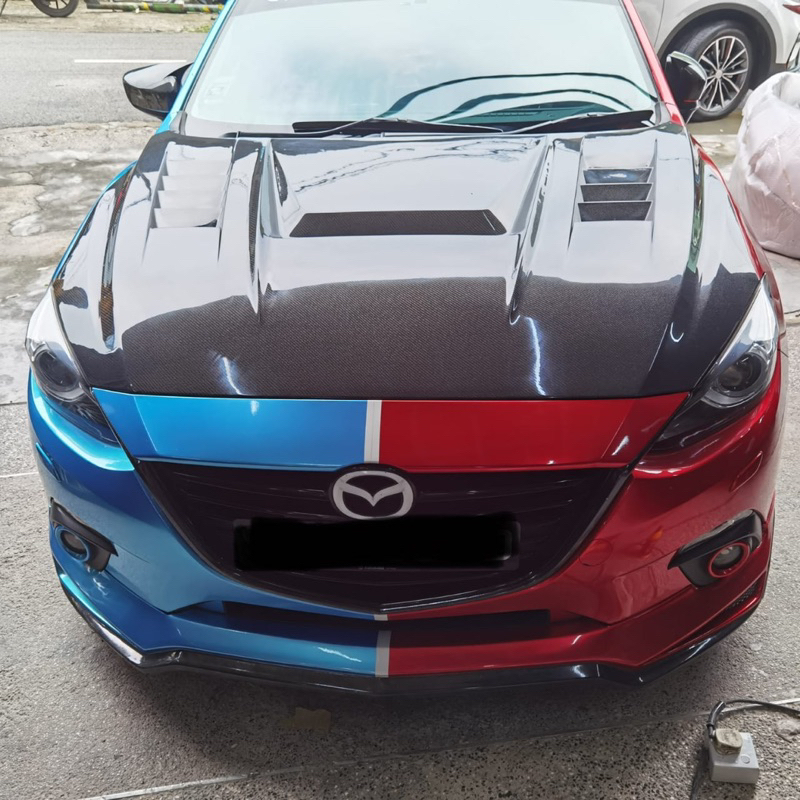 Mazda 3 sedan hatchback 2014 2015 2016 2017 2018 2019 carbon fiber hood ...