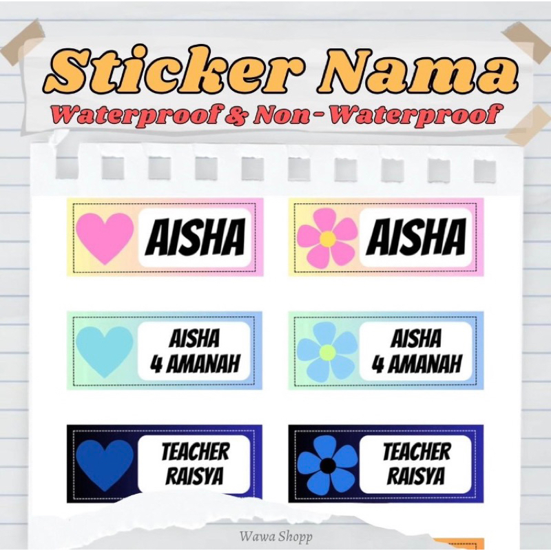 [100pcs] STICKER LABEL NAMA LOVE/FLOWER | STICKER CANTIK | LABEL NAMA ...