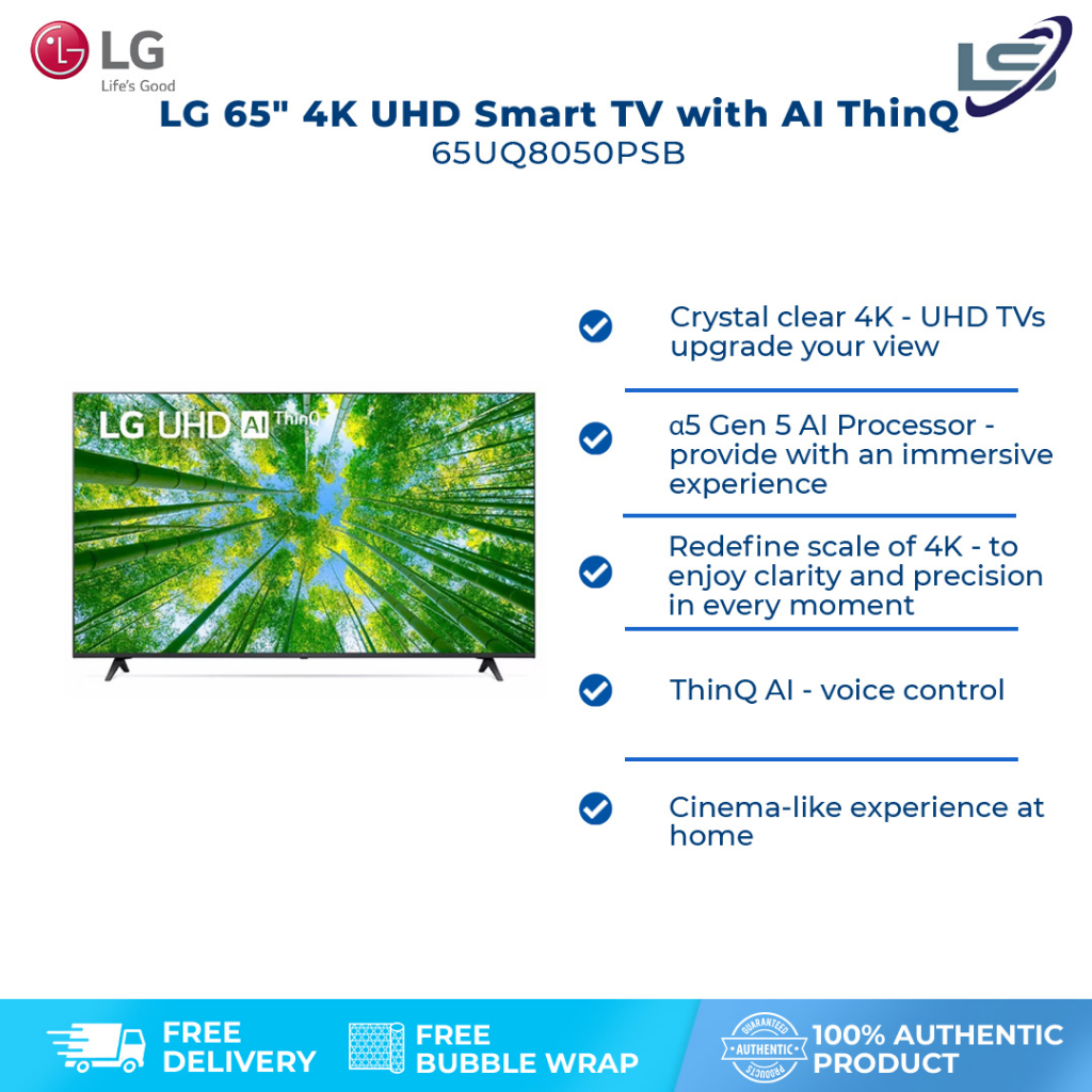 LG 65" / 75" 4K UHD Smart TV with AI ThinQ Black | 65UQ8050PSB ...