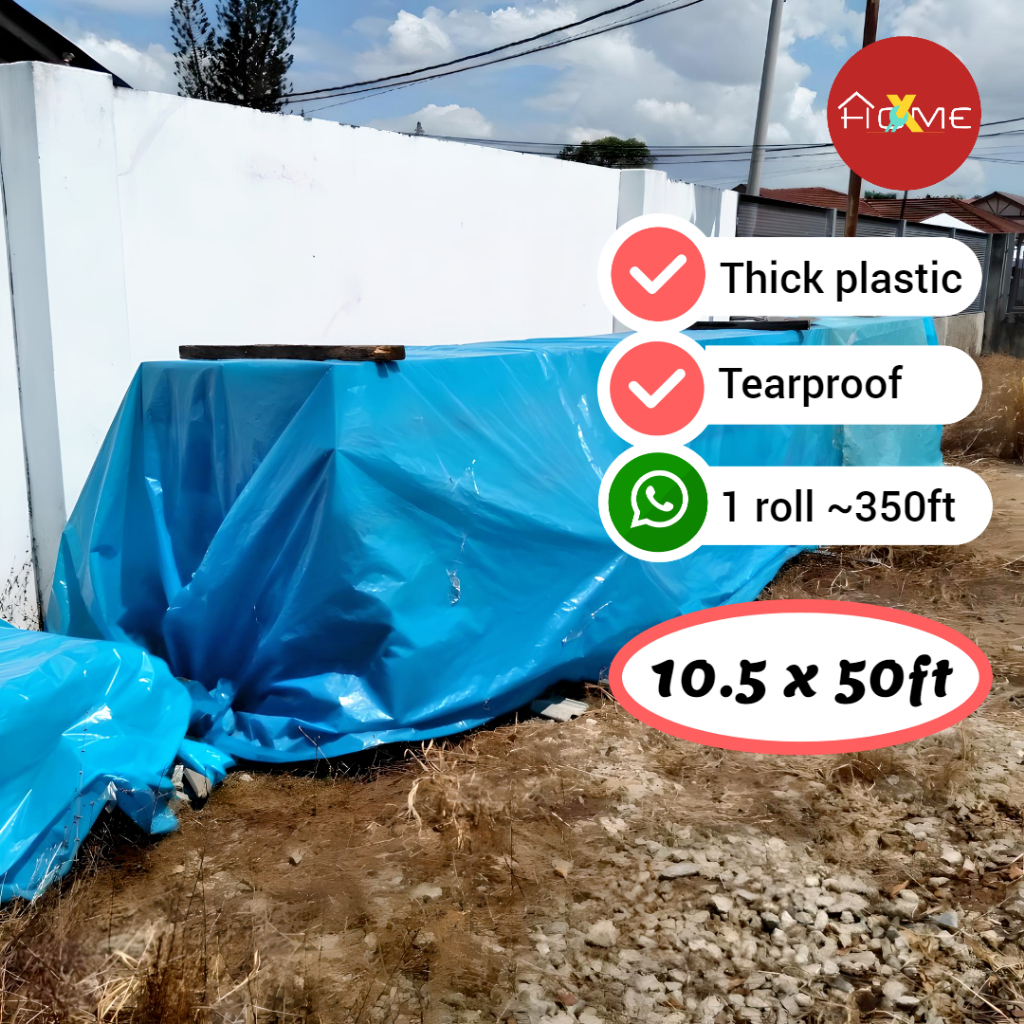 [Xhome] 50'x10.5' Blue Plastic Canvas, Floor Cover, Canvas Tutup Lantai ...