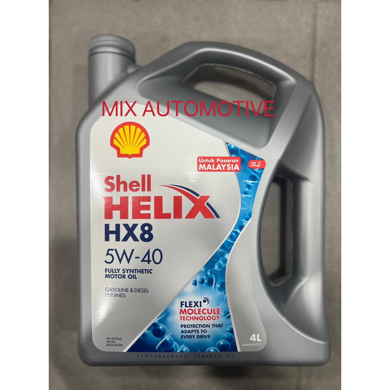 100% SHELL HELIX HX8 5W40 FULLY SYNTHETIC ENGINE OIL MINYAK HITAM 4L ...