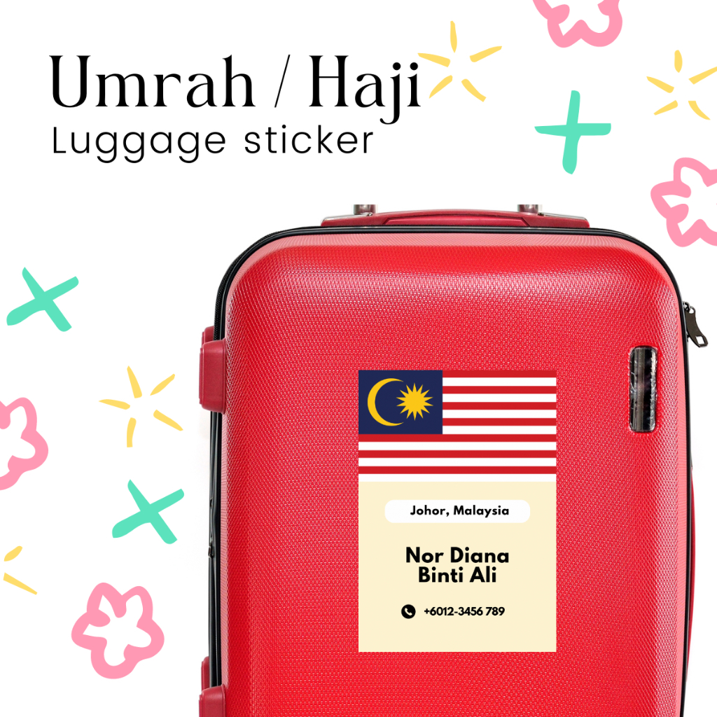 (Edisi 2.0) Sticker Luggage Umrah Haji label beg barang peribadi ...