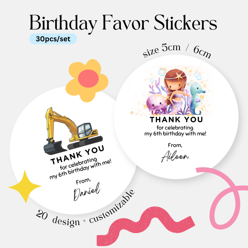[ 30pcs | 5cm | 6cm ] sticker goodies harijadi label gift boy girl ...