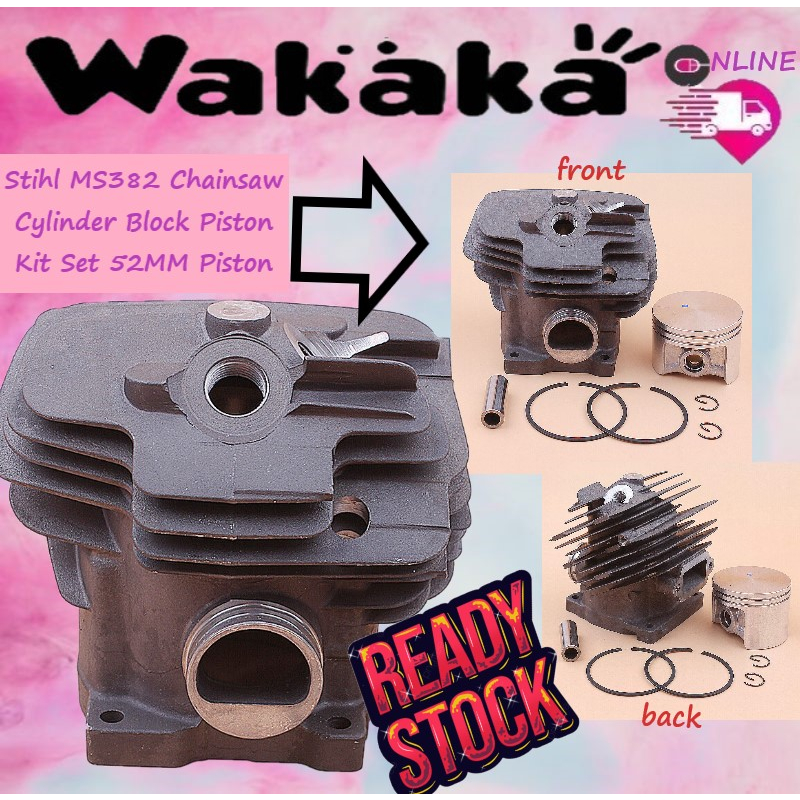 Stihl MS382 Chainsaw Cylinder Block Piston Kit Set 52MM | Shopee Malaysia