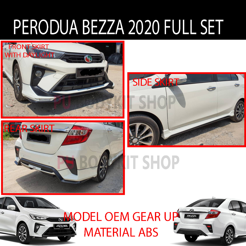 PERODUA BEZZA 2020 PU BODYKIT FULL SET FRONT SKIRT,SIDE SKIRT,REAR ...