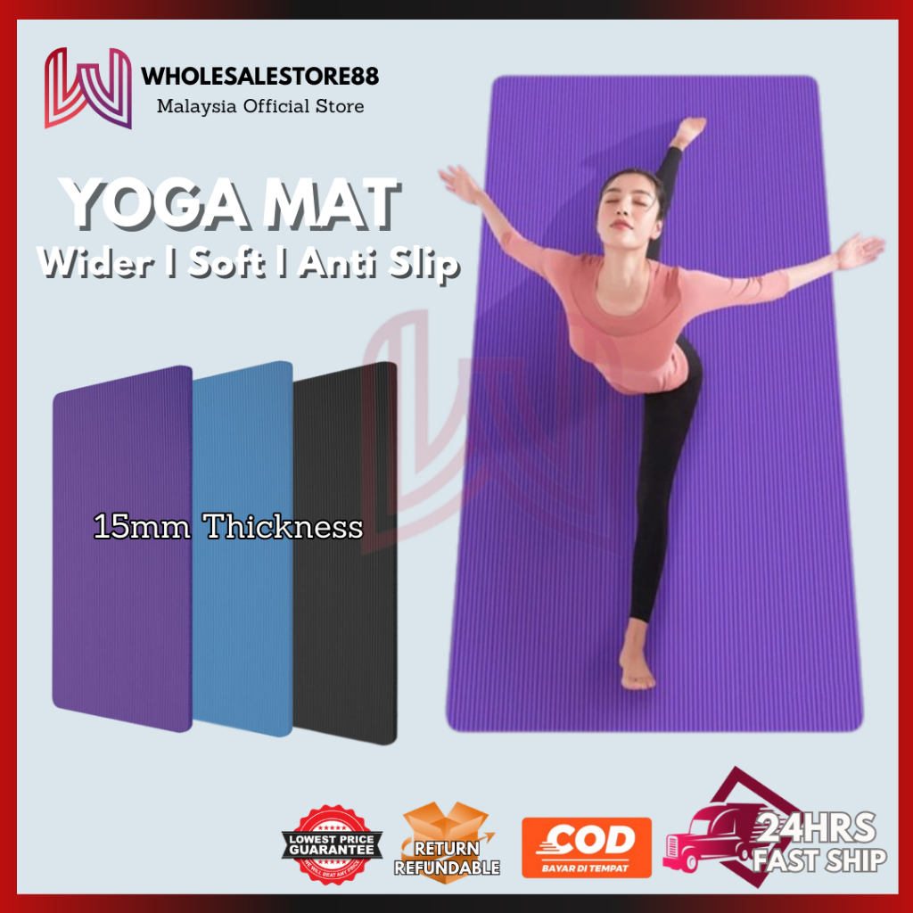 【No.1 Best Sell🔥】 183CM NBR/TPE Yoga Mat 15MM Soft High Density EXTRA THICK Yoga Mat Anti Slip ...