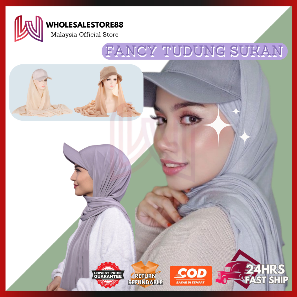 Muslim Fashion Hijab New Baseball Head Cap Hijab Solid Chiffon Shawl ...