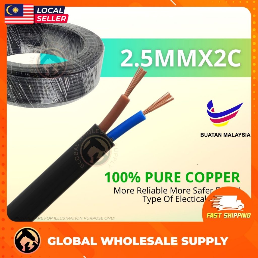 LOOSE CUT Twin Flat 2.5 MM X 2C PVC/PVC Sheathed Cable Full Copper ...