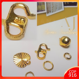 SET Cangkuk S , DAUN & LOCENG COP 916 S HOOK BELL Emas Korea ...