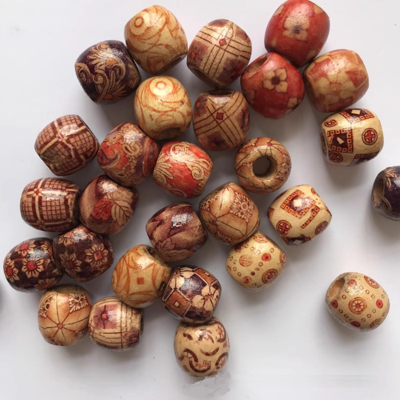 Retro Printed Wooden Beads - Manik Kayu | Shopee Malaysia