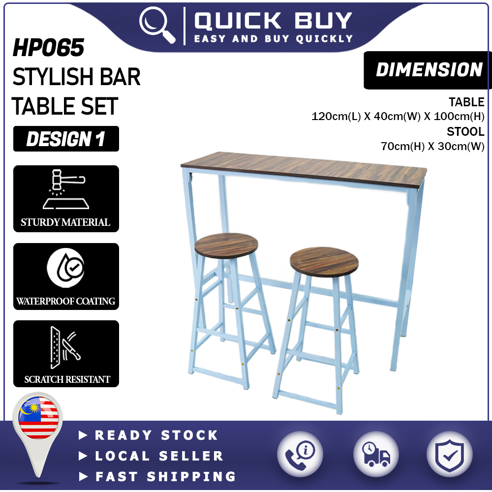 QB HP065 Stylish Bar Table Set (1 TABLE + 2 BAR STOOLS) Dining Table ...
