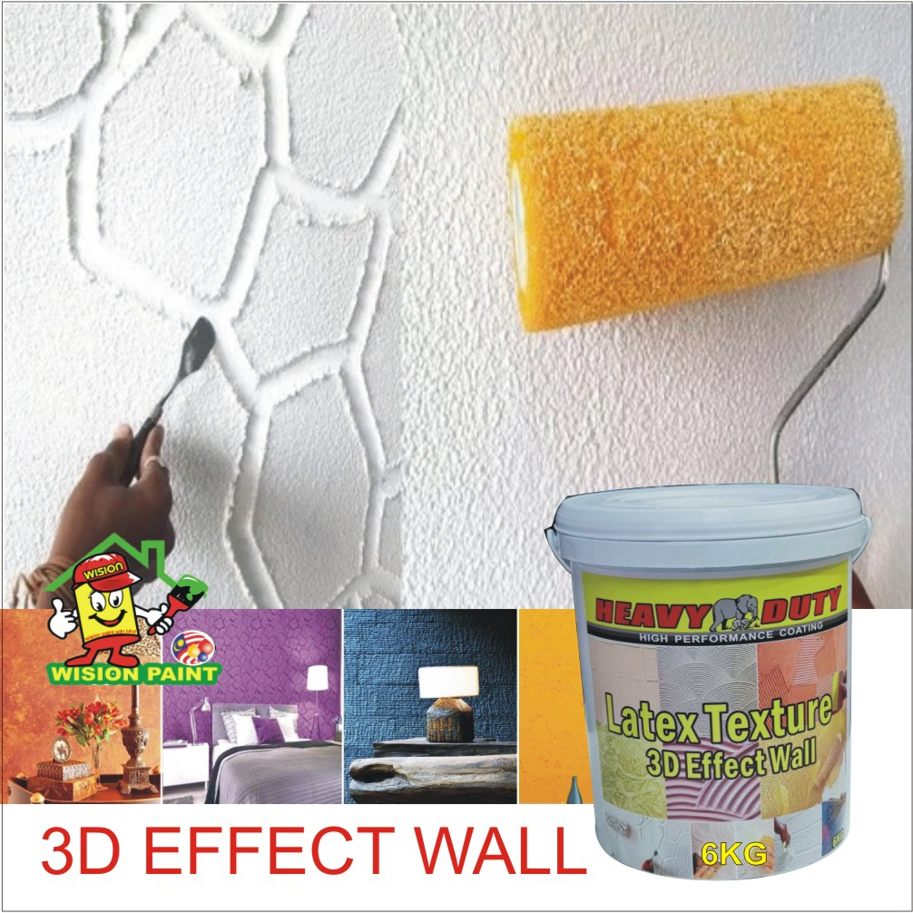 6KG LATEX TEXTURE PAINT 3D EFFECT WALL WHITE ( HEAVY DUTY ) NON ...