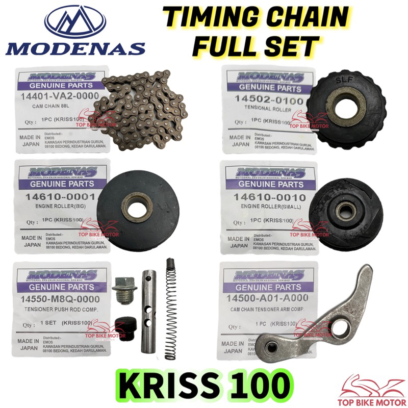 MODENAS KRISS100 KRISS 100 MR1 CT100 TIMING CHAIN WITH CHAIN TENSIONER KIT TIMING CHAIN SET ...