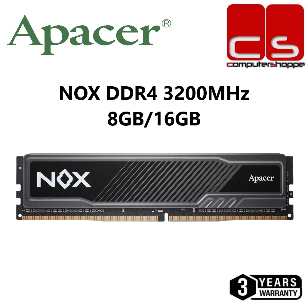 Apacer NOX DDR4 3200MHz Gaming Ram - 8GB/16GB (Black) | Shopee Malaysia