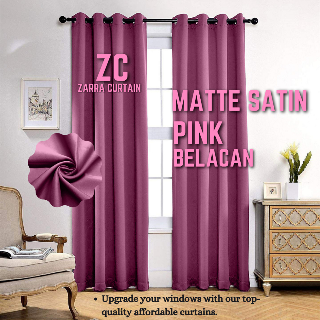 Matte satin #22 Pink Belacan Langsir Sem-Blackout For Windows Room and ...
