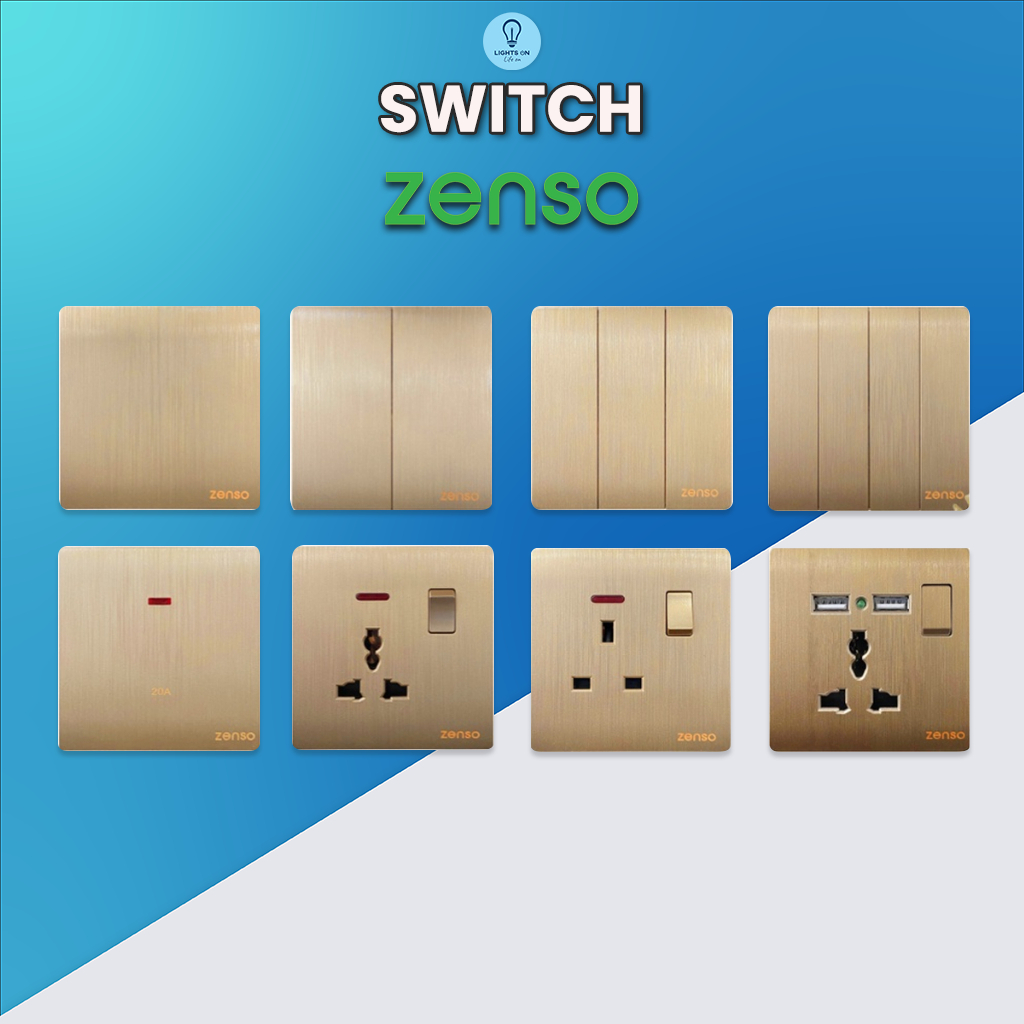 ZENSO Grande Series Gold Color Switches & Socket Suis Lampu Warna Emas ...