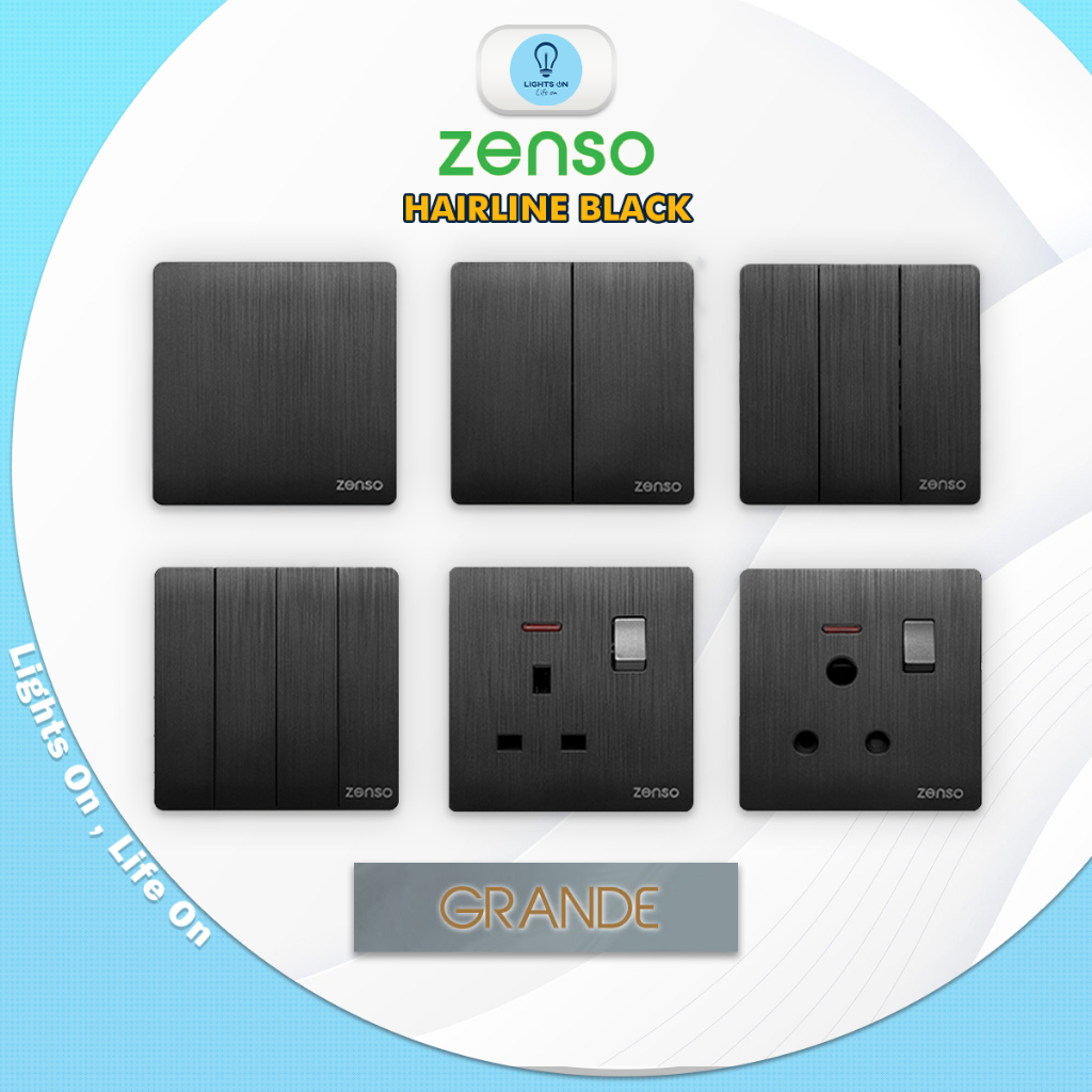 ZENSO Grande Series Black Color Switches & Socket Suis Lampu Rumah ...