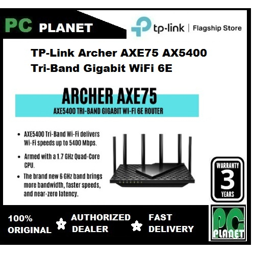 TP-Link Archer AXE75 AX5400 Tri-Band Gigabit WiFi 6E Router | Shopee ...