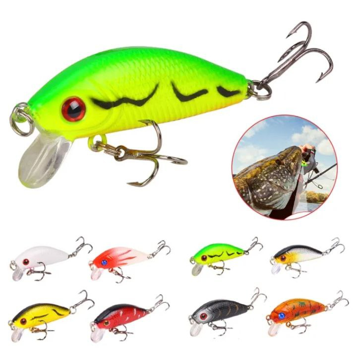 【FC201-013】Fishing Lures Minnow 5cm/4.2g Artificial Topwater Hard Bait Japan Crankbait Pike ...