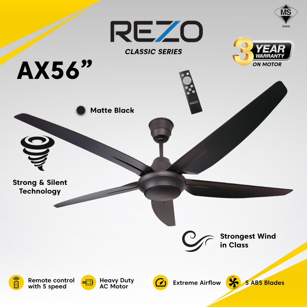 REZO AX56 56/5B Ceiling Fan Remote Control AC Motor 5 Speed 5 ABS ...