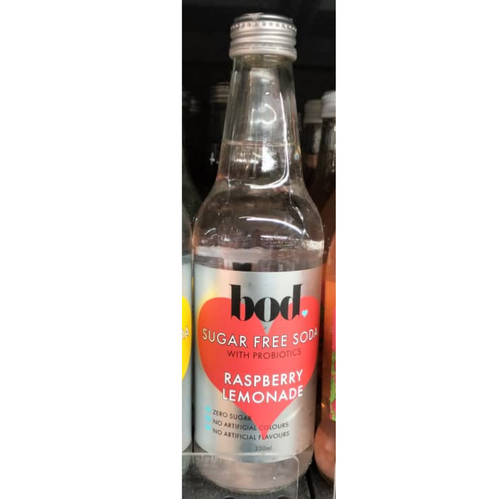 bod Raspberry Lemonade Sugar Free Soda with Probiotics, 330ml (Assorted ...