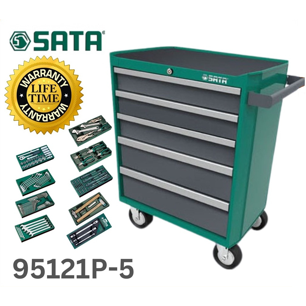 SATA 95121P-5 5 Drawers 140PCS Tool Chest Roller Cabinet Tools Box Set ...