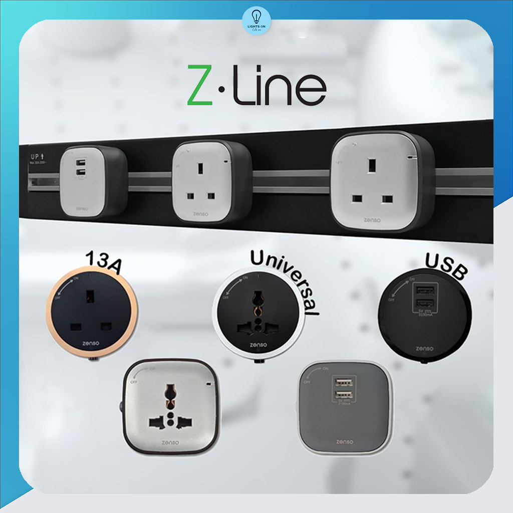 ZENSO Z LINE Surface Track Round & Black Adapter 13A Usb Universal ...