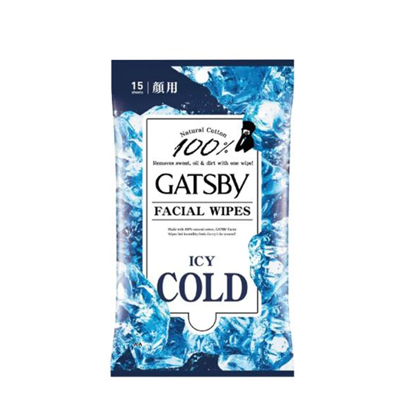 Gatsby Facial Wipes 15's (Icy Cold) Gentle Face Cooling Cleansing Wipe ...