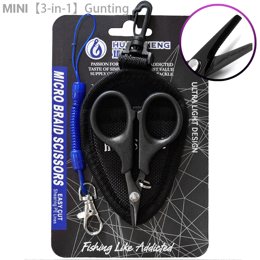 Mini【3-in-1】Micro Braid Scissors Gunting Memancing Easy Cut for Fishing ...