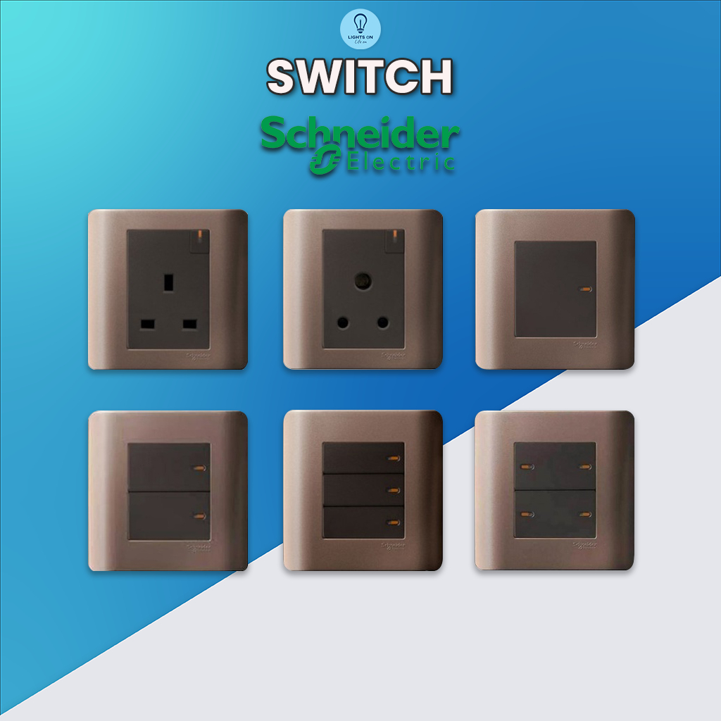 SCHNEIDER ZENCELO Switches Socket Plug with Ondicator Silver Bronze ...
