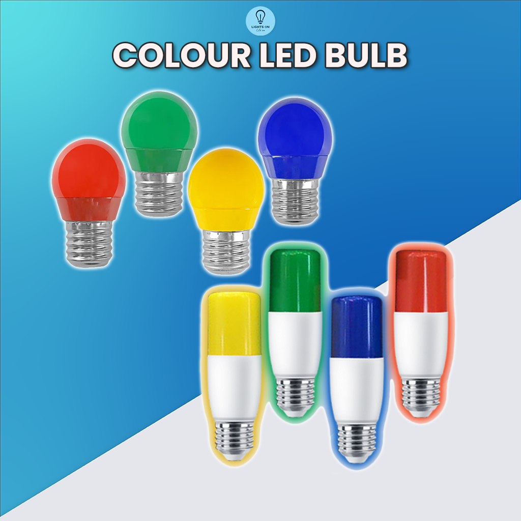 3W E27 B22 LED Colour Bulb Lampu Raya Mentol Lampu Hiasan Warna Warni ...