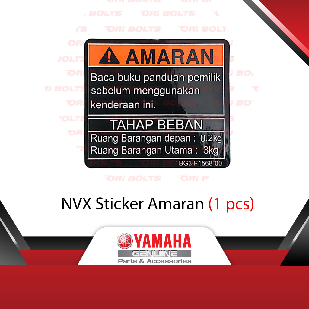 BG3-F1568-00 Yamaha Original Scooter NVX V1 V2 Sticker Amaran Tahap ...