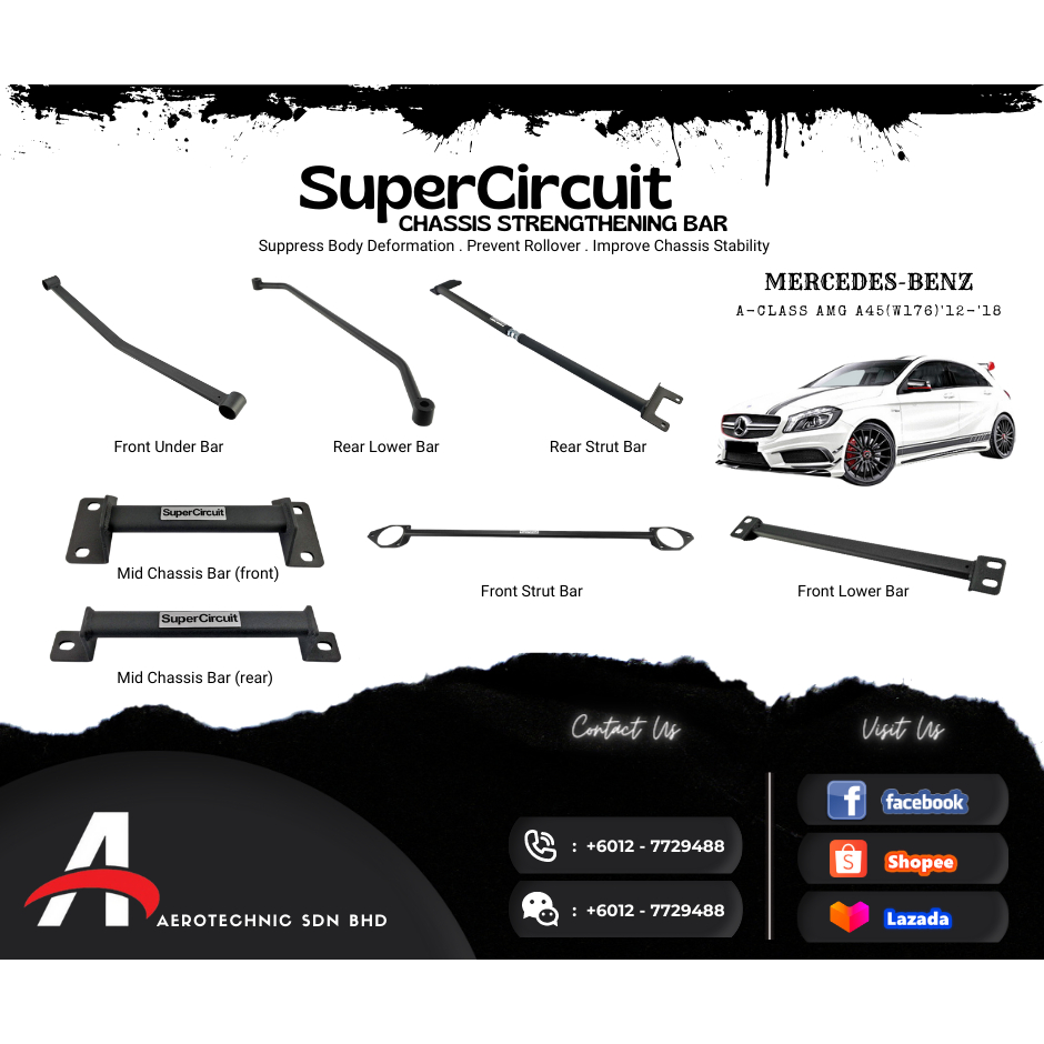 SuperCircuit Chassis Strengthening Bar Mercedes Benz A45 AMG (W176 ...