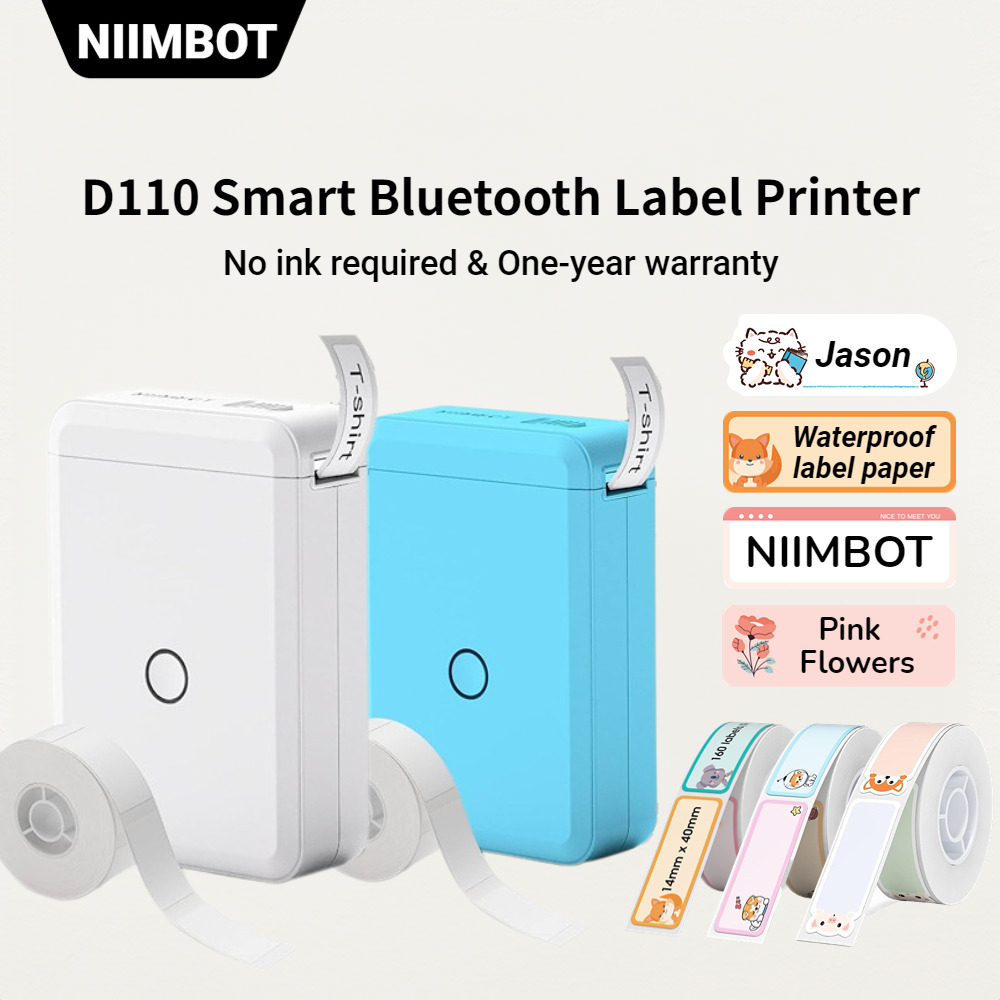 NIIMBOT D110 Label Printer Wireless Bluetooth Thermal Label Portable Printer Label Maker ...