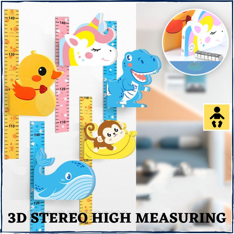 3D Kids Magnetic Adjustable Height Measurement Wall Sticker Ruler l ...