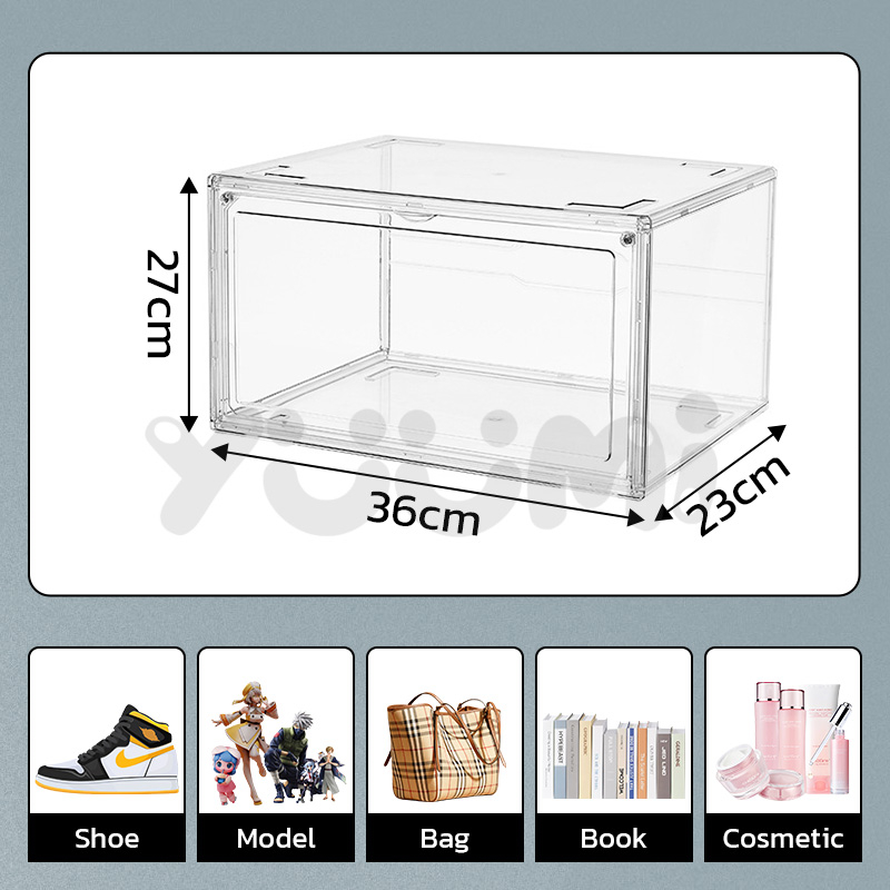Yuumi transparent stackable shoe storage box shoes kasut kotak handbag ...