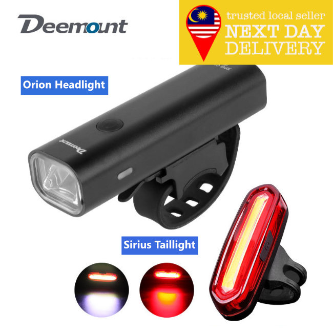 Deemount 2 IN 1 USB LED Rechargable Bicycle Front Tail Light Rear Torch ...