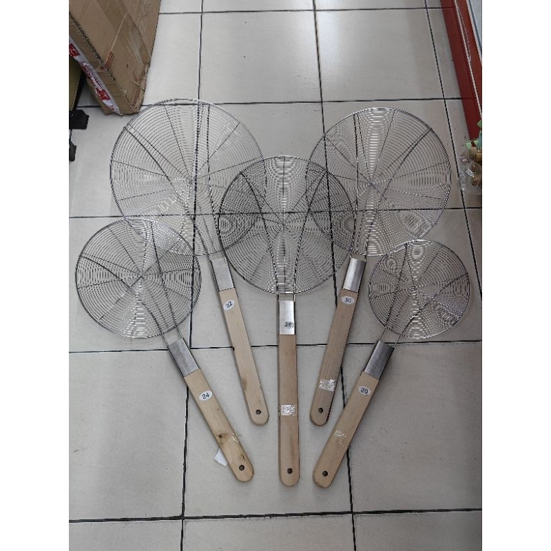 PENAPIS BESI BERTANGKAI KAYU / Stainless Steel Frying Oil Strainer Wood ...