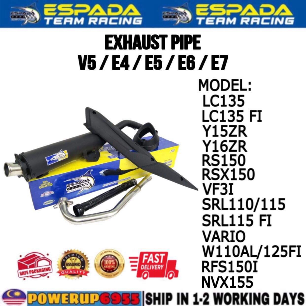 ESPADA EXHAUST V5 E4 E5 E6 E7 LC135 4S 5S Y15 Y16 ZR RS RSX 150 VF3I LAGENDA SRL 110 115 FI W110 ...
