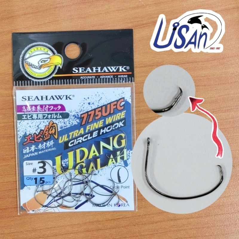 SEAHAWK 775UFC ULTRA FINE WIRE CIRCLE HOOK MATA UDANG GALAH MATA UDANG ...