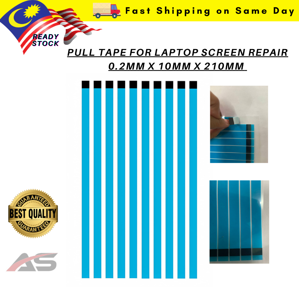 PULL TAPE ADHESIVE STRIPS LAPTOP LCD SCREEN 0.2mm x 10mm x 200mm (2 pcs ...