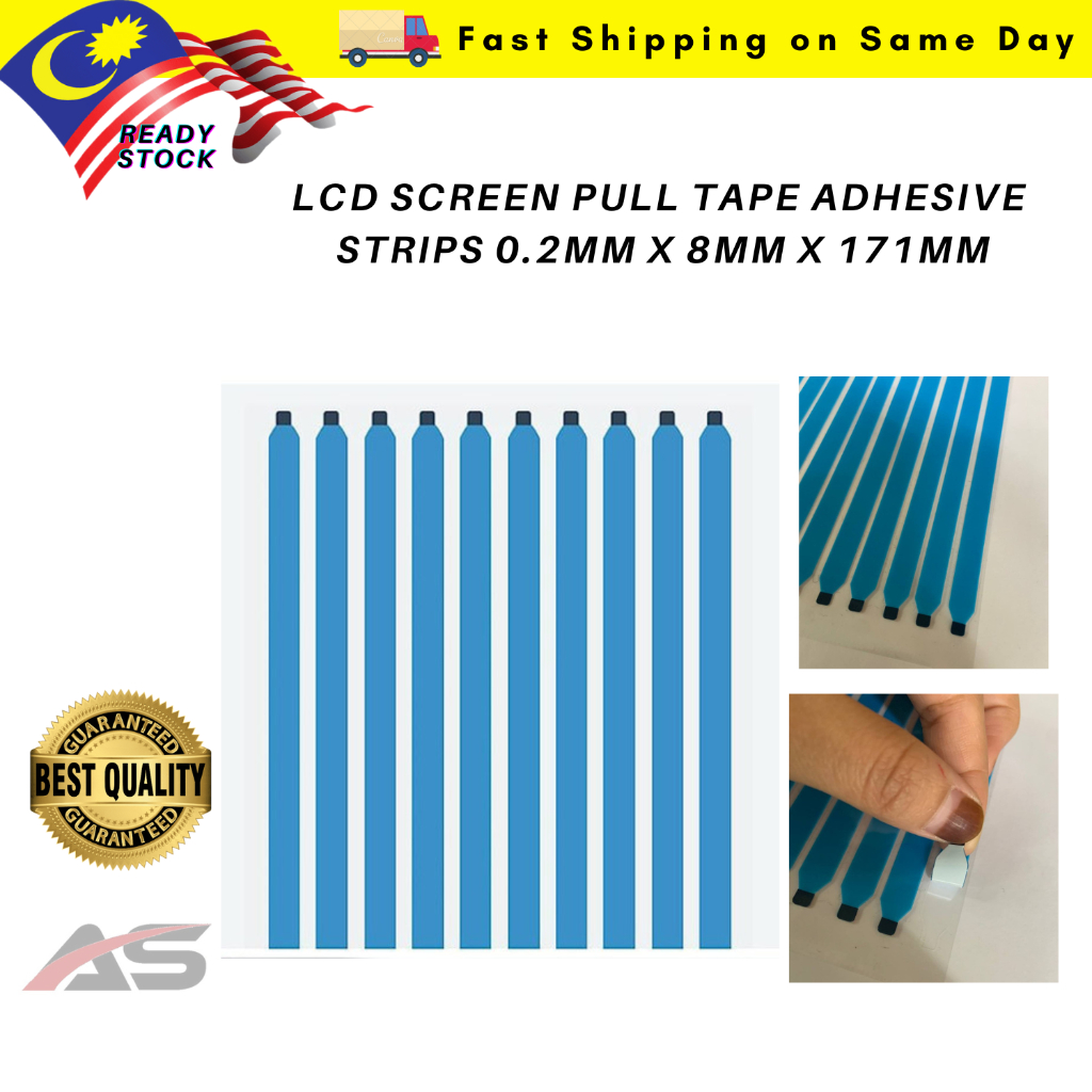 PULL TAPE ADHESIVE STRIPS LAPTOP LCD SCREEN 0.2mm x 8mm x 171mm (4 pcs ...