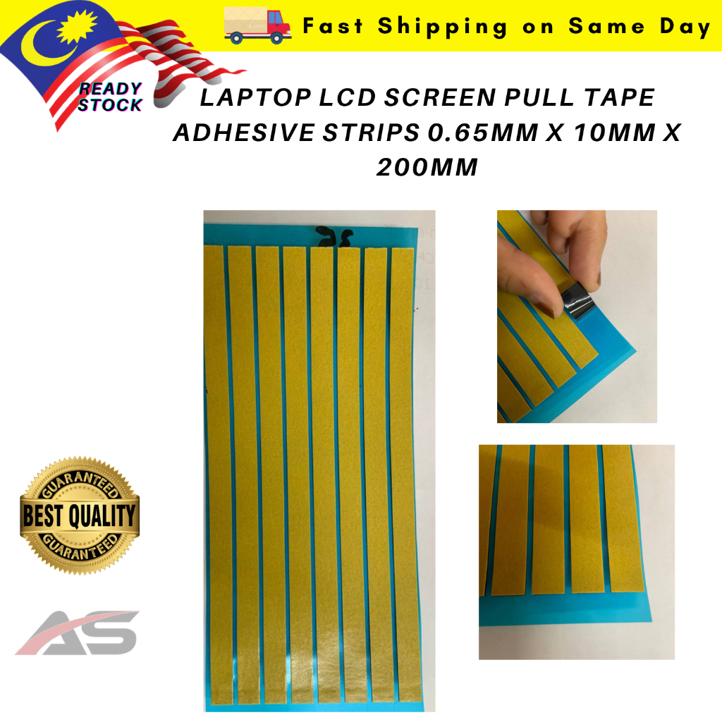 PULL TAPE ADHESIVE STRIPS LAPTOP LCD SCREEN 0.65mm x 10mm x 200mm (2 ...