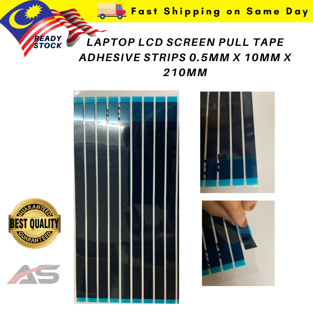 LAPTOP LCD SCREEN PULL TAPE ADHESIVE STRIPS 0.5mm x 10mm x 210mm (2 pcs ...