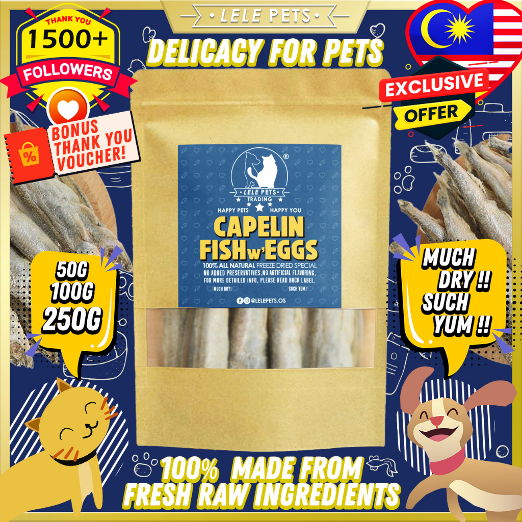 LelePets Freeze Dried Pet Food Capelin Fish with Egg/ Pet Snack ...