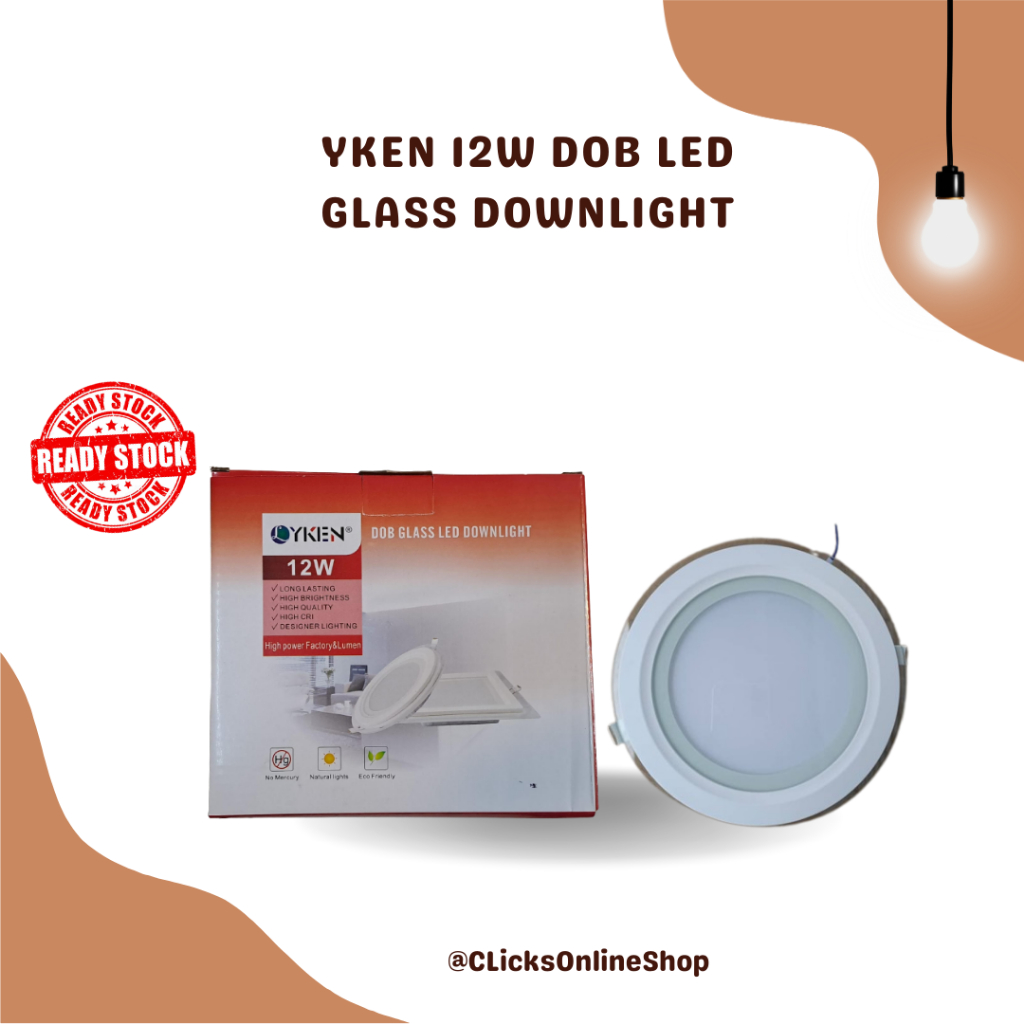YKEN 12W DOB LED GLASS DOWNLIGHT ROUND | Shopee Malaysia