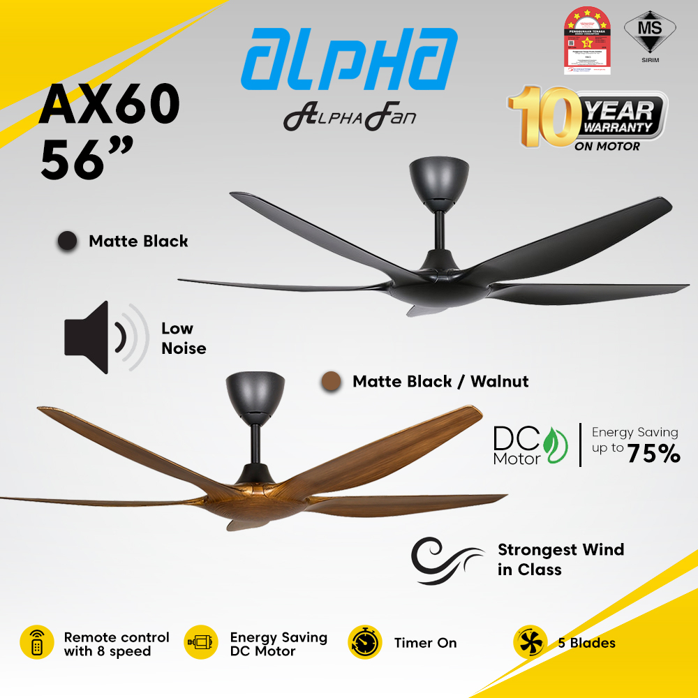ALPHA Alpha Fan AX60 5B DC Motor Ceiling Fan with 5 blade 56" Matt ...
