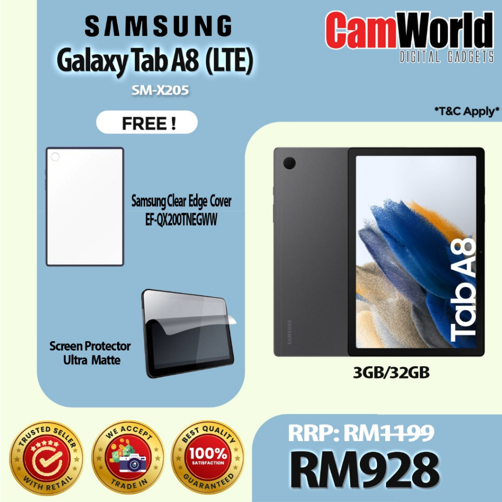 Samsung Galaxy Tab A8 LTE ( SM-X205 ) ( 3GB + 32GB ) With Cover & Ultra ...