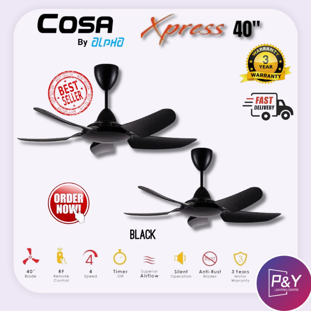 ALPHA Cosa -XPRESS 40 Inch Ceiling Fan with 5 Blades (4 Speed Remote ...
